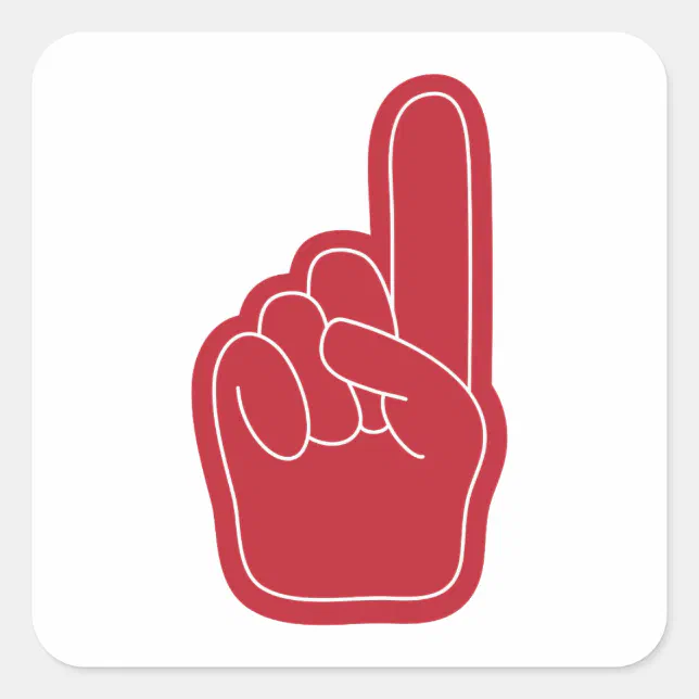 Foam Finger Square Sticker | Zazzle