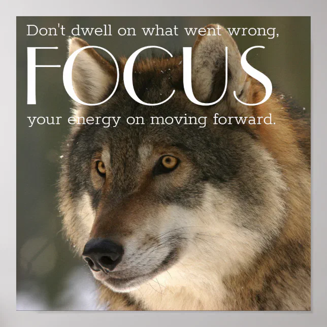Focus Quote on Wolf Image Encouragement Poster | Zazzle