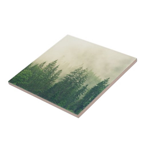 Foggy Forest Winter Trees Ceramic Tile | Zazzle