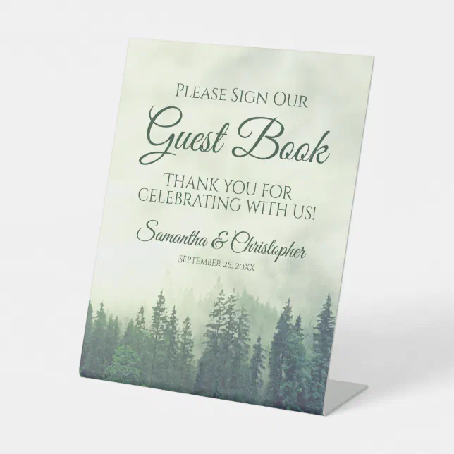 Foggy Green Pine Trees Please Sign Our Guest Book | Zazzle