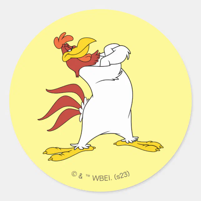 Foghorn Leghorn Arms Crossed Classic Round Sticker | Zazzle