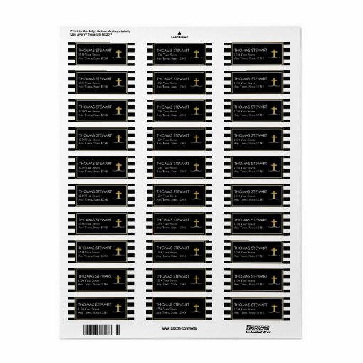 Foil Cross Trio Striped Religious Address Labels | Zazzle