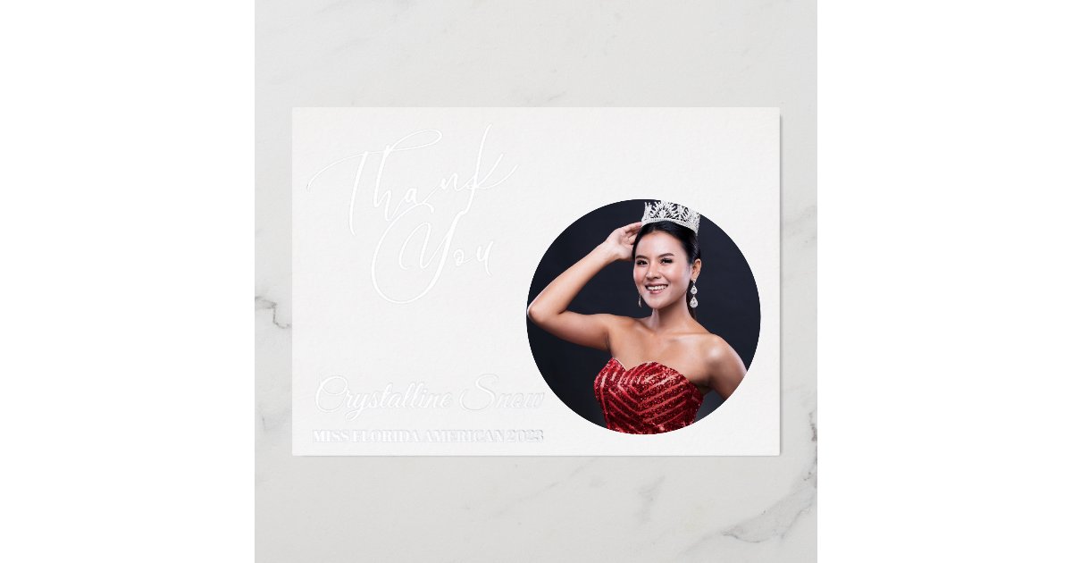 Foil Embossed Pageant Thank You Card | Zazzle