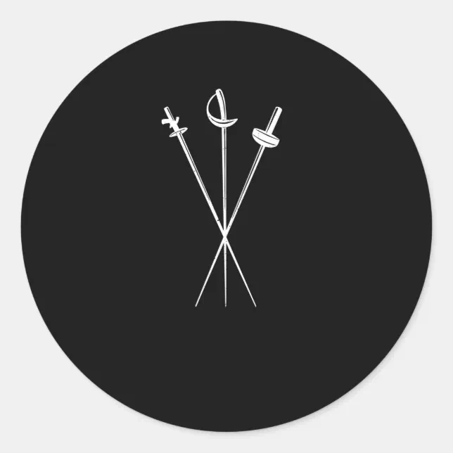 foil epee saber swords fencing sword fighting classic round sticker ...