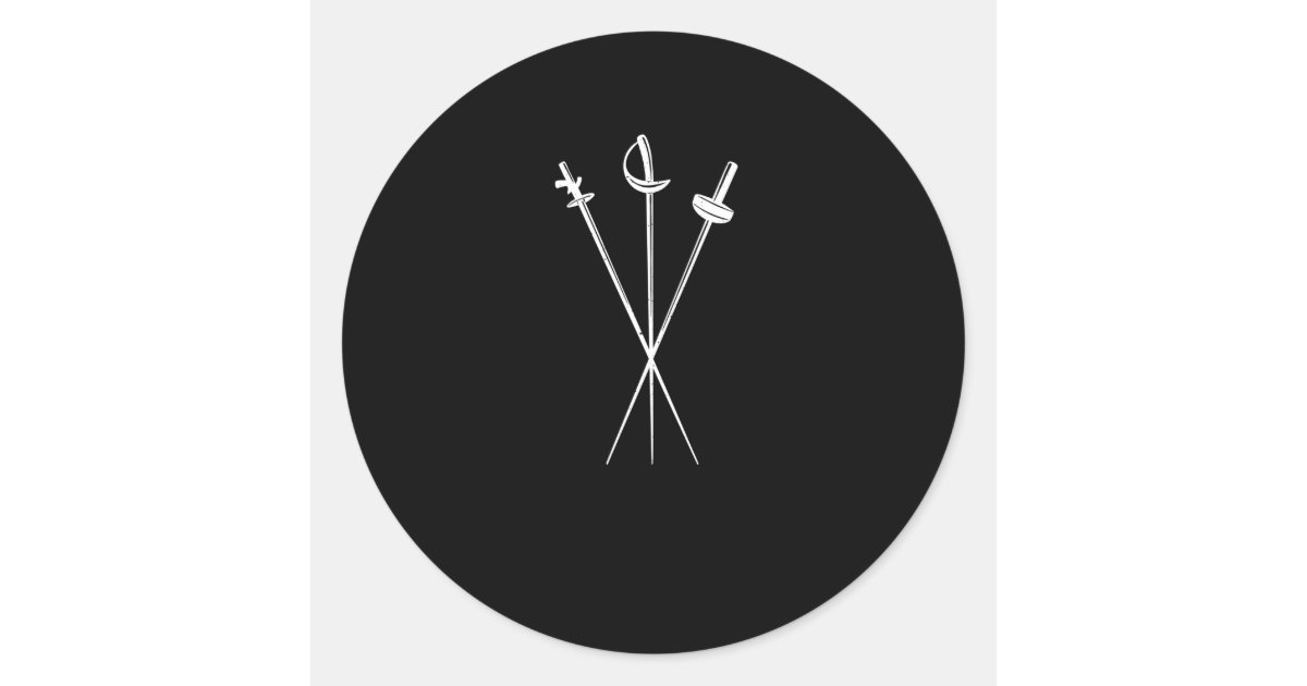 foil epee saber swords fencing sword fighting classic round sticker ...