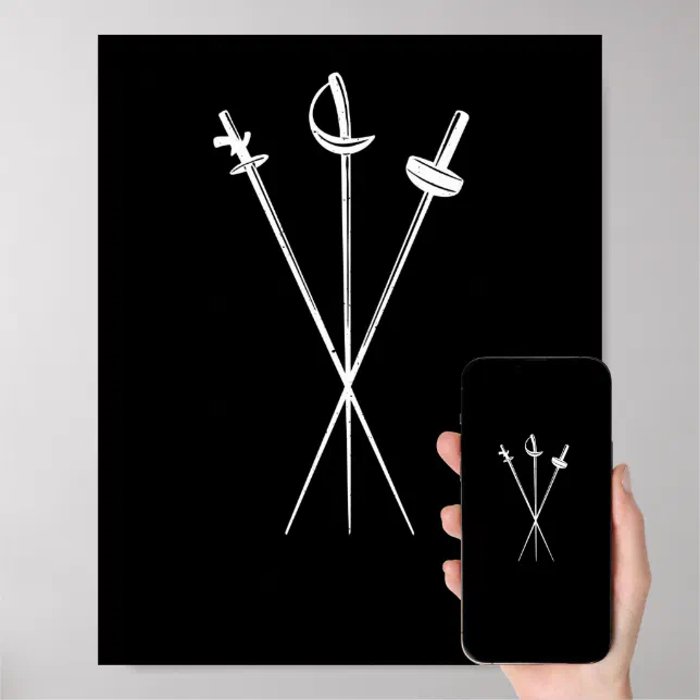 foil epee saber swords fencing sword fighting poster | Zazzle