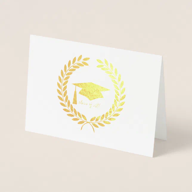 Foil Etched Cap and Leaves Graduation Card | Zazzle
