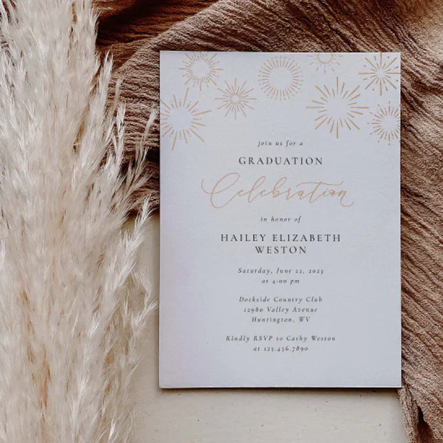 Foil Fireworks Graduation Party Invitation Card | Zazzle