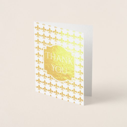 Foil Fleur de Lis Wedding | Bridal Thank You Photo Foil Card | Zazzle