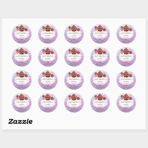 Foil Look Assorted Pastries Bakery Packaging Classic Round Sticker | Zazzle