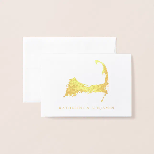 Foil Map of Detailed Cape Cod | Wedding Foil Card | Zazzle