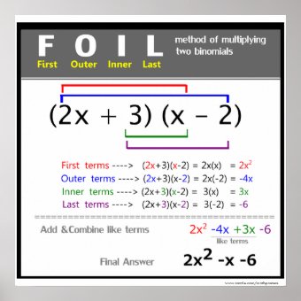 FOIL Method Math Poster | Zazzle