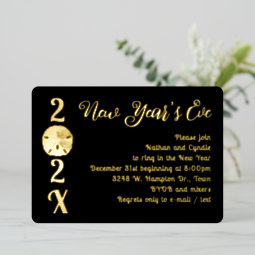 Foil New Years Eve Party Sand Dollar Invitation Foil Invitation | Zazzle