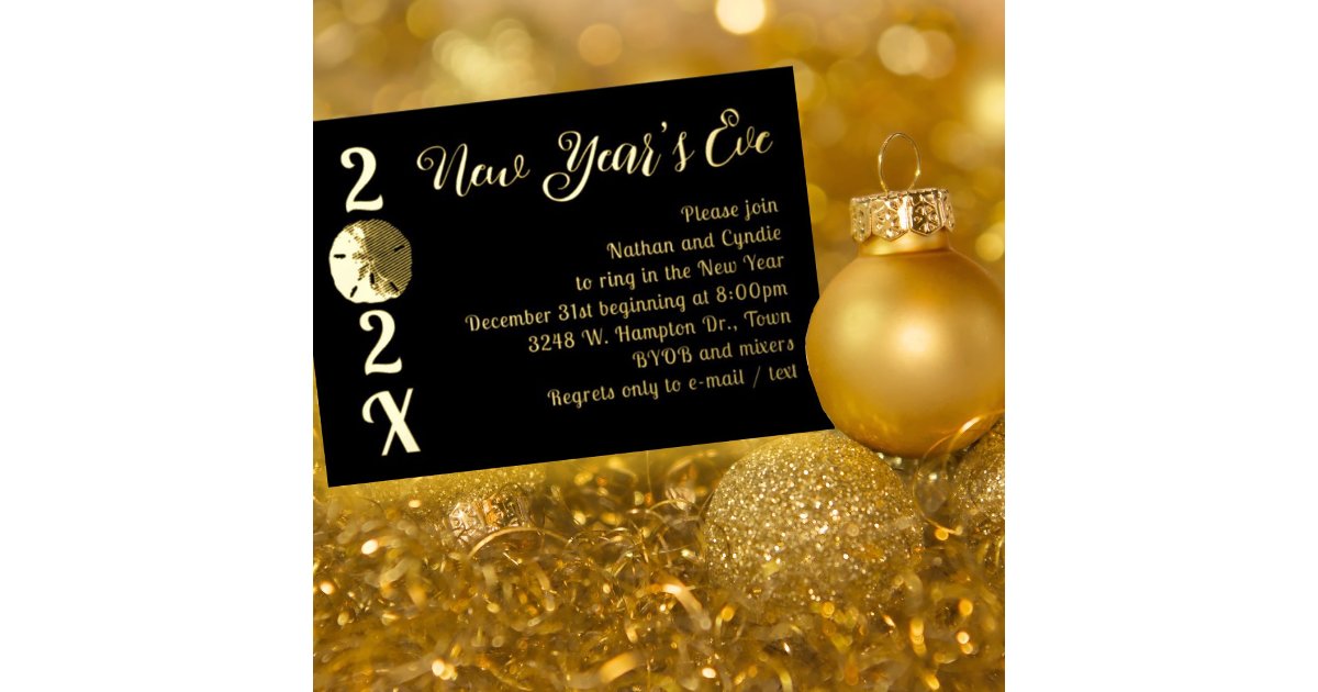 Foil New Years Eve Party Sand Dollar Invitation Foil Invitation | Zazzle