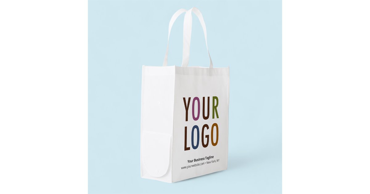 Foldable Grocery Bag Custom Printed Logo Polyester | Zazzle