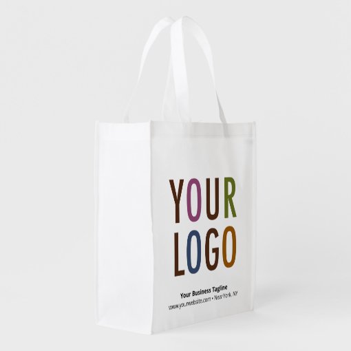 Foldable Grocery Bag Custom Printed Logo Polyester | Zazzle