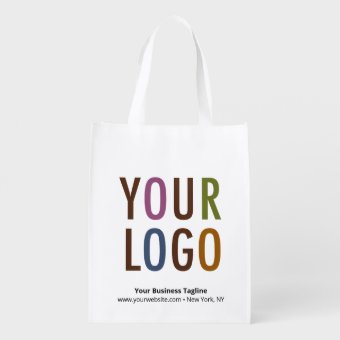Foldable Grocery Bag Custom Printed Logo Polyester | Zazzle