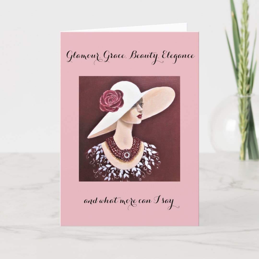Folded Birthday Card/BEAUTIFUL AND ELEGANT LADY Thank You Card | Zazzle