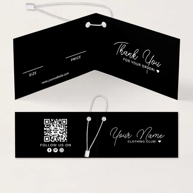 Folded Clothing QR Code Black Hang Tag Card Zazzle Folded Clothing QR Code Black Hang Tag Card Zazzle