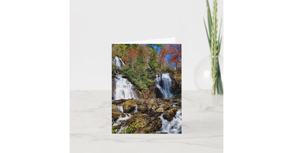 Folded greeting card with waterfall motif. | Zazzle