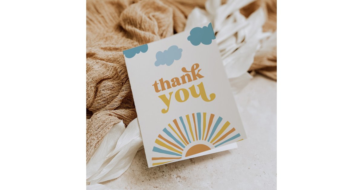 Folded Sun Thank You Cards | Zazzle