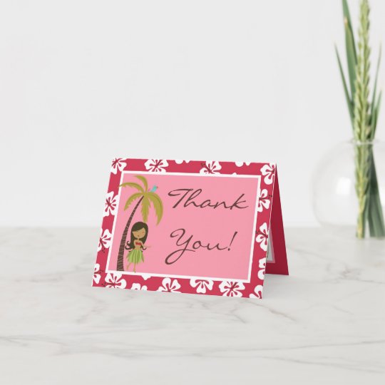 Folded Thank you Card Pink Hawaiian Luau Tropical | Zazzle.com