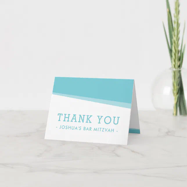 FOLDED THANK YOU simple modern turquoise blue | Zazzle