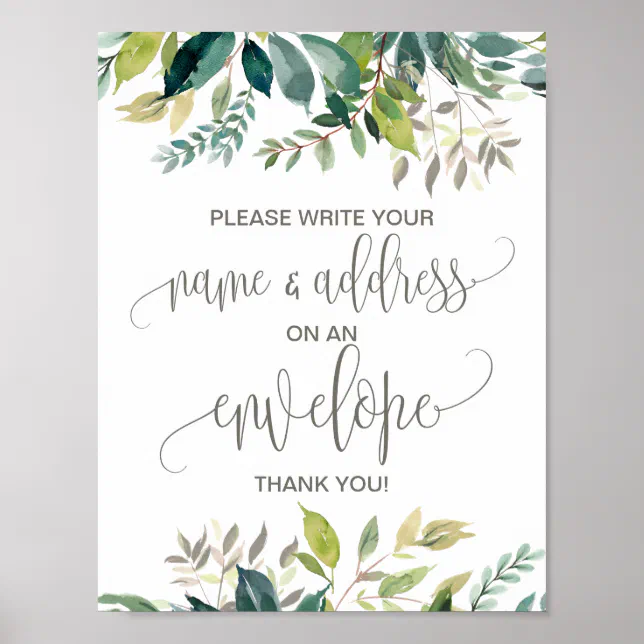 Foliage Address An Envelope Sign | Zazzle