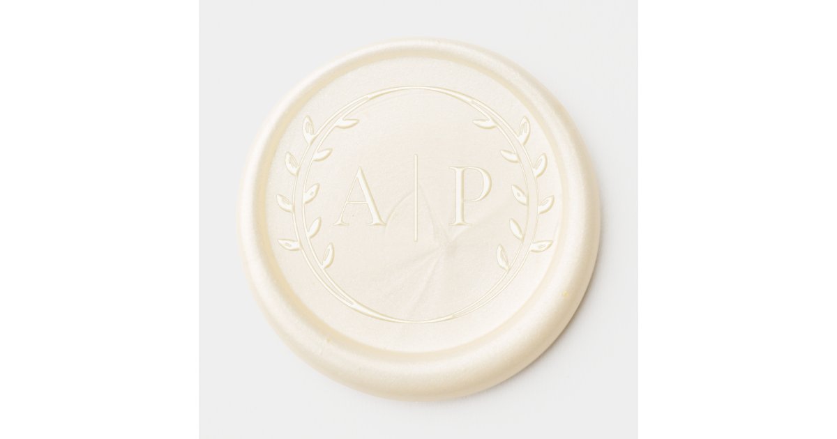 Foliage border with monogram initials wax seal sticker | Zazzle