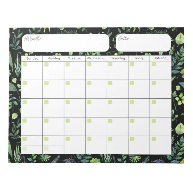 Foliage Calendar Notepad | Zazzle