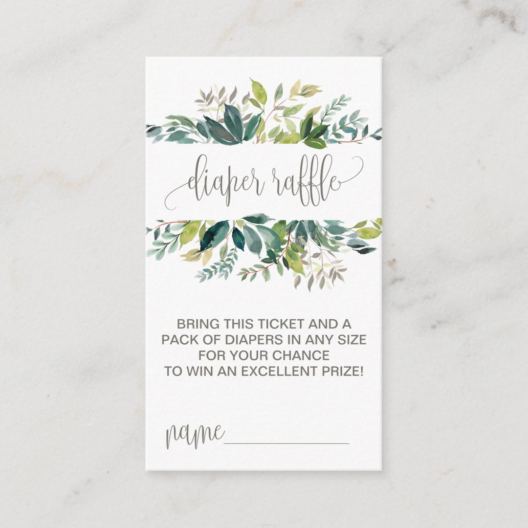Foliage Diaper Raffle Invitation Insert | Zazzle