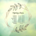 Foliage geometric frame Opening Hours Window Cling | Zazzle