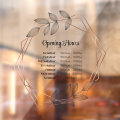 Foliage geometric frame Opening Hours Window Cling | Zazzle