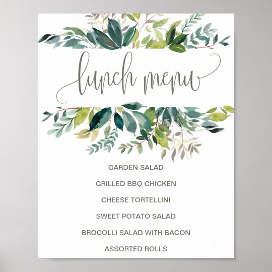 Foliage Lunch Menu Sign | Zazzle.com