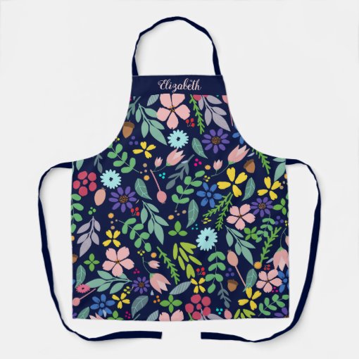 Foliage Modern Floral Apron | Zazzle