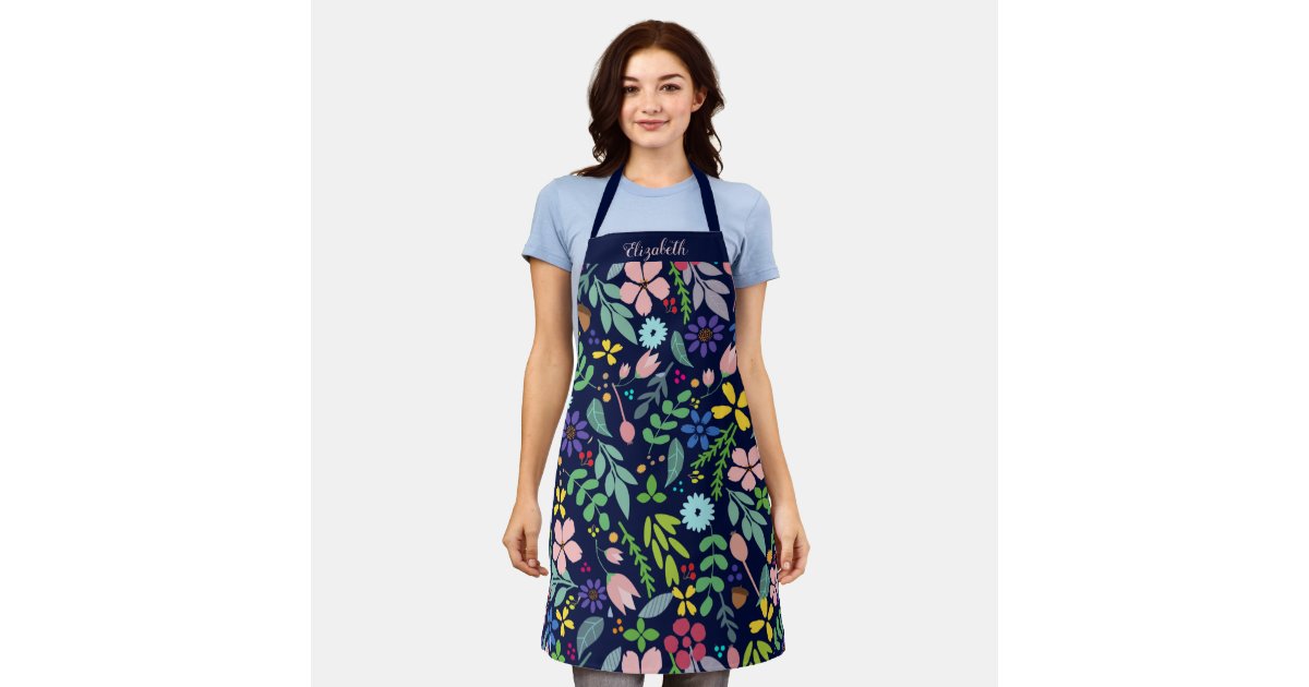 Foliage Modern Floral Apron | Zazzle