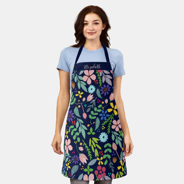 Foliage Modern Floral Apron | Zazzle