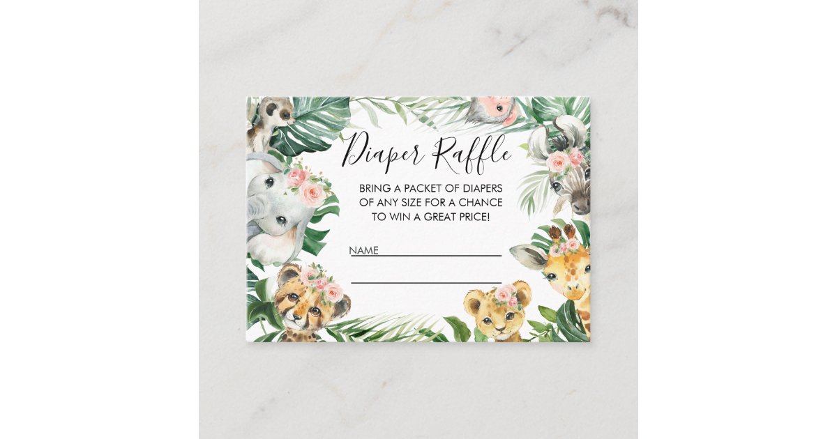 Foliage Safari Baby Shower Diaper Raffle Insert | Zazzle