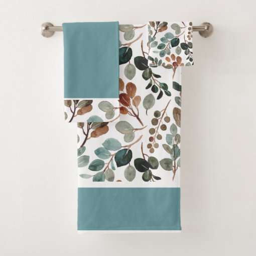 Foliage Teal, Green, Moss, Brown Bath Towel Set | Zazzle Foliage Teal, Green, Moss, Brown Bath Towel Set | Zazzle