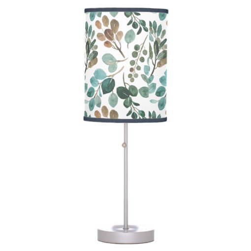 Foliage Teal, Green, Moss, Brown Table Lamp | Zazzle