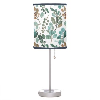 Foliage Teal, Green, Moss, Brown Table Lamp | Zazzle