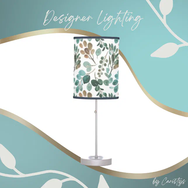 Foliage Teal, Green, Moss, Brown Table Lamp | Zazzle