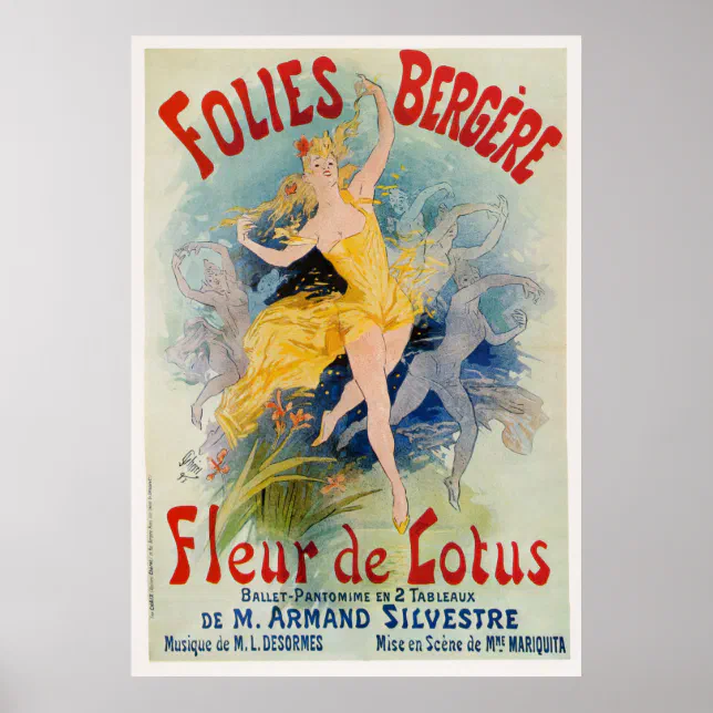 Folies Bergere Poster by Jules Cheret | Zazzle