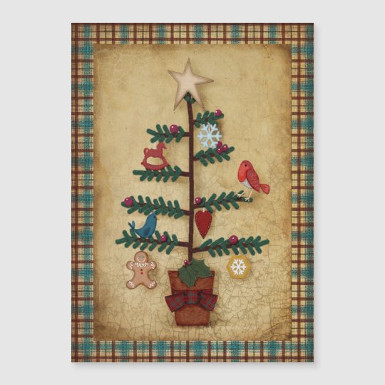 Folk Art Christmas Tree with Felt Ornaments | Zazzle.com