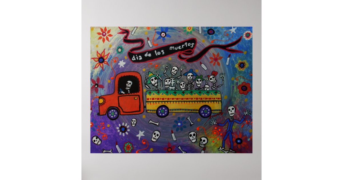 FOLK ART MEXICAN FIESTA PAINTING POSTER | Zazzle