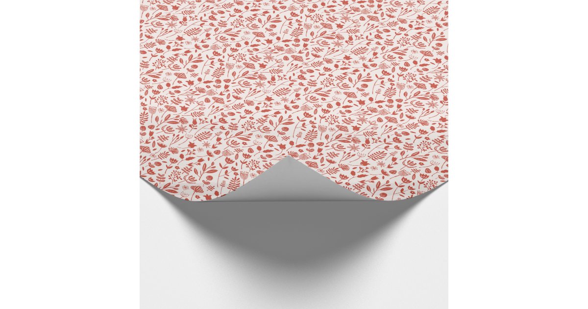Folk Botanical Print Wrapping Paper | Zazzle