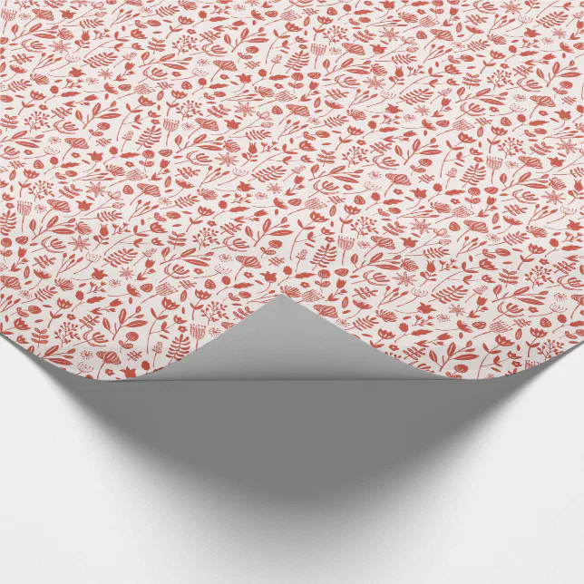 Folk Botanical Print Wrapping Paper | Zazzle