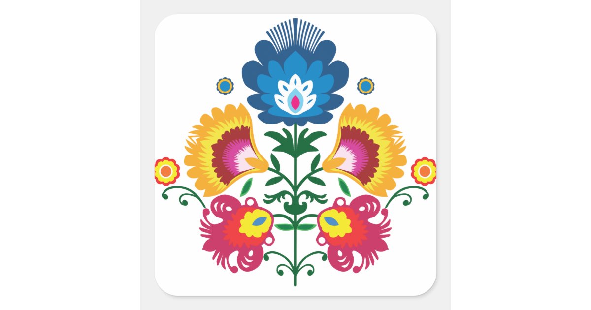Folk composition Square Sticker | Zazzle