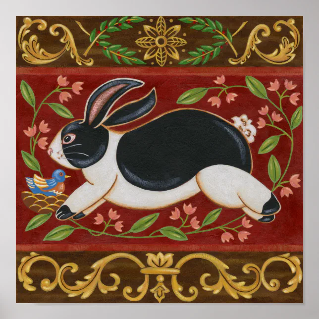 Folk Rabbit Poster | Zazzle