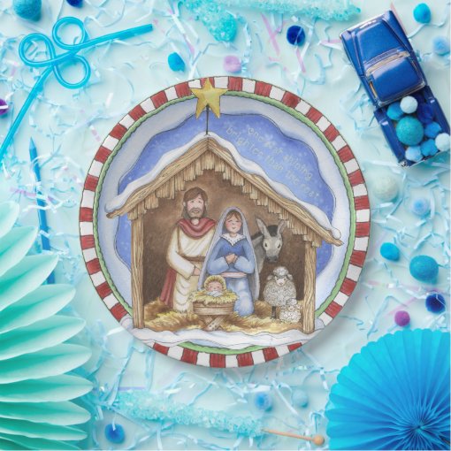 Folkart Nativity Paper Plates | Zazzle